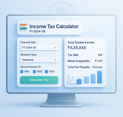 Income Tax India Calculator FY 2024-25 | Calculate Tax Online