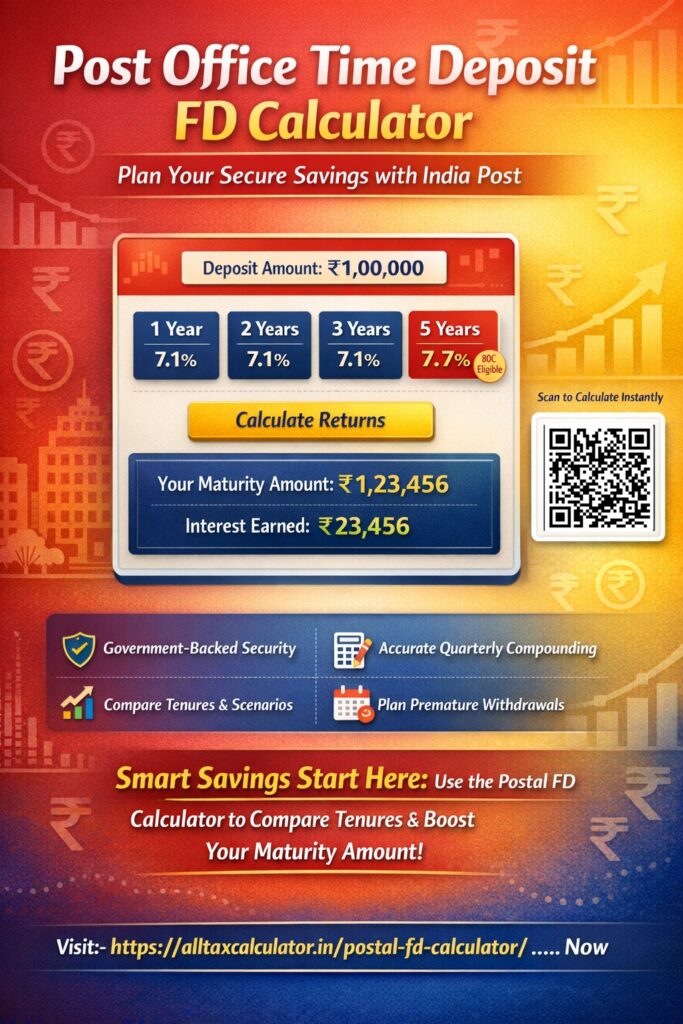 Postal Fixed Deposit Calculator | Get PO FD Interest rate 26