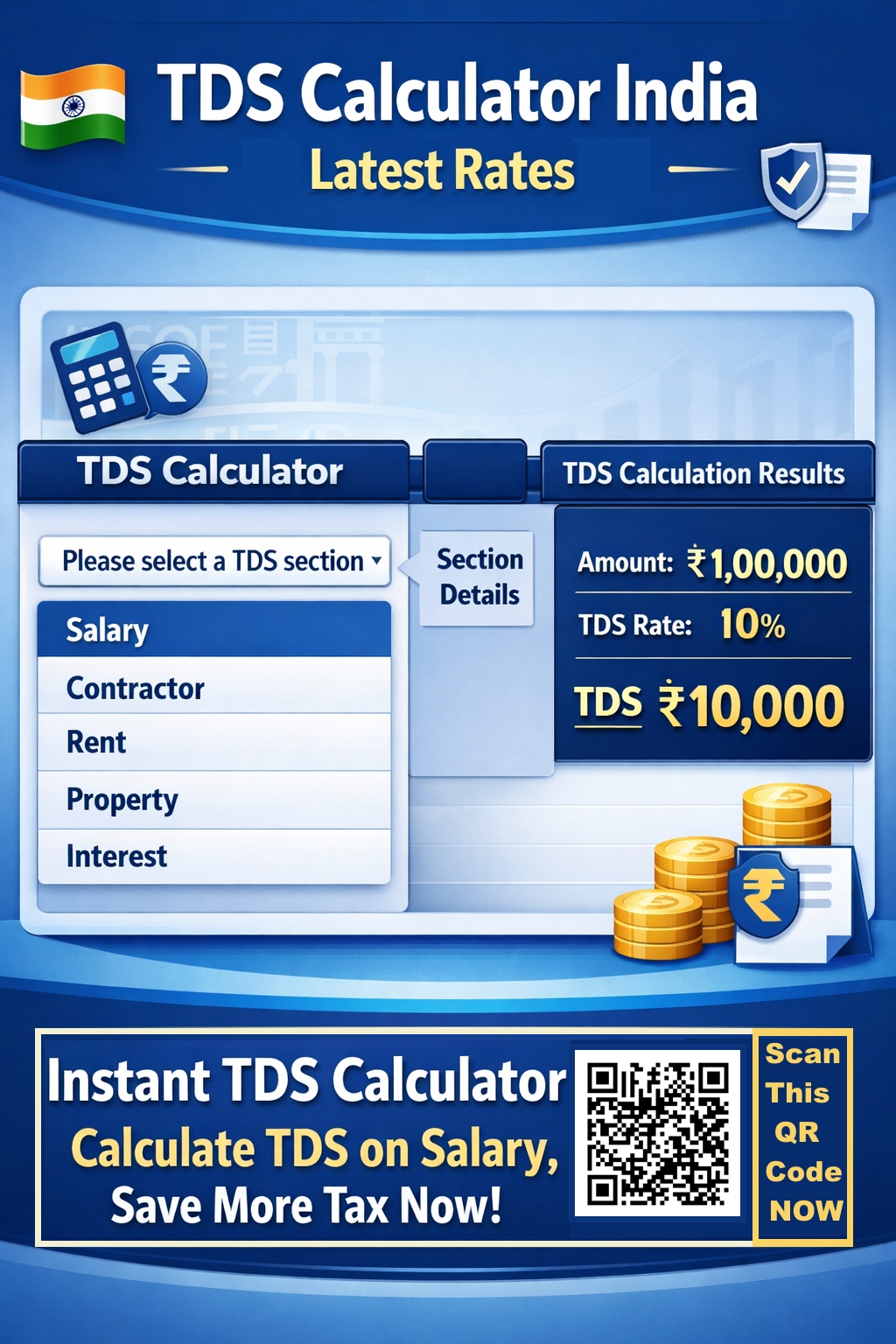 Free TDS Calculator India - Save 30% Tax Now! All Sections